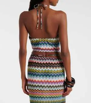 Missoni Zigzag Halterneck Lame Crop Top - Multicoloured