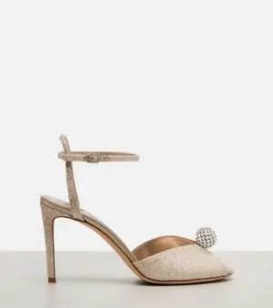 JIMMY CHOO Sacora 85 Glitter Peep-toe Sandals