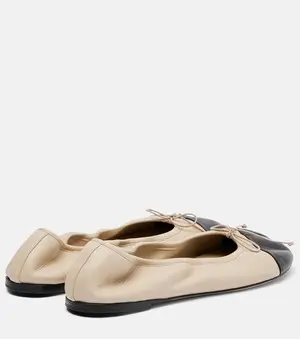 CHRISTEN Tabi Leather Ballet Flats - Beige