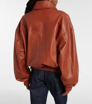 Magda Butrym Leather Blouson Jacket - Orange
