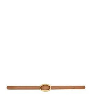 Saint Laurent Leather Belt With Oval Buckle - Red