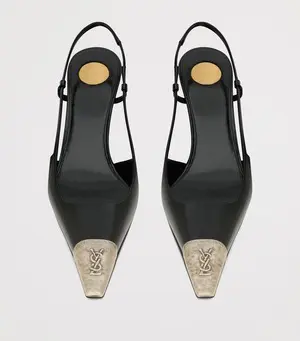 Saint Laurent Leather Jeanne Slingback Pumps 75