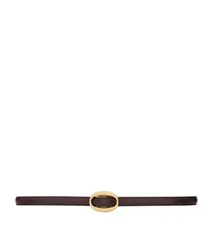 Saint Laurent Leather Oval Buckle Belt - Brown