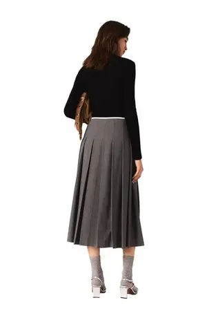 Maje Long Pleated Skirt - Grey