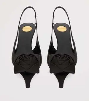 Saint Laurent Satin Dakota Slingback Pumps - Black