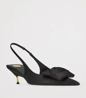 Saint Laurent Satin Dakota Slingback Pumps - Black