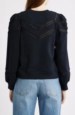 Rails Isles Lace Inset Cotton Sweatshirt
