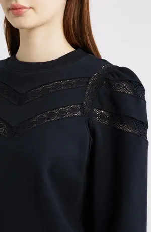 Rails Isles Lace Inset Cotton Sweatshirt