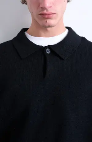 Topman Oversized Smart Polo Sweater - Black
