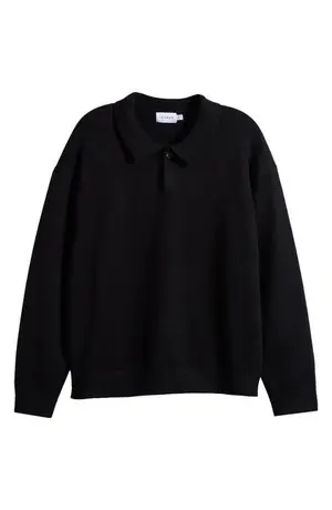 Topman Oversized Smart Polo Sweater - Black