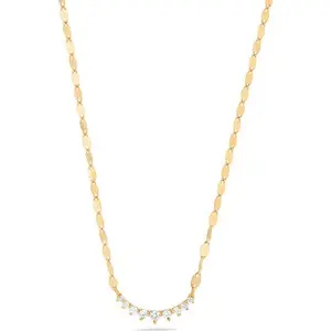 Lana Jewelry 14k Gold Mini Curved Diamond Bar Pendant Necklace - Yellow Gold