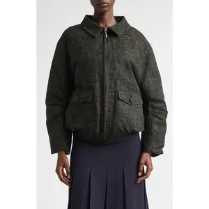 SHUSHU/TONG Ruched Sleeve Down Bomber Jacket