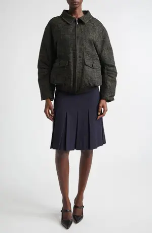 SHUSHU/TONG Ruched Sleeve Down Bomber Jacket