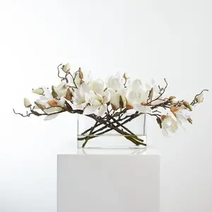 DARBY CREEK TRADING Magnolia Blossom Branch Centerpiece Water Illusion Arrangement - White
