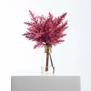 DARBY CREEK TRADING Mauve Pink Faux Pampas Grass Everyday Spring Fall Water Illusion Arrangement In Glass Bud Vase - Pink Tall