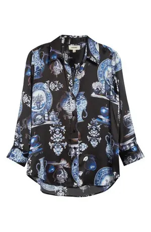 L'Agence Dani Pottery Print Silk Shirt