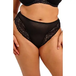 Elomi Tiernie Lace Trim Mesh Briefs - Black
