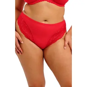 Elomi Tiernie Lace Trim Mesh Briefs - Red