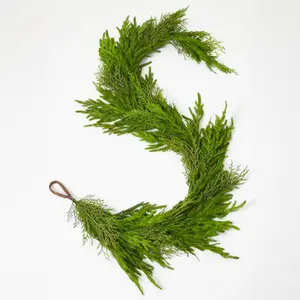 DARBY CREEK TRADING Deluxe Real Touch Winter Greenery With Cypress - Green 12ft