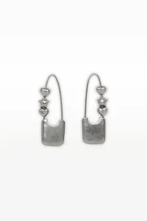 67JEWELRY Puffed Heart And Star Safety Pin Earrings