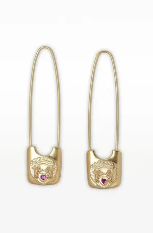 67JEWELRY Safety Pin Drop Earrings - Gold