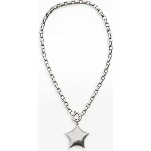 67JEWELRY Puffed Star Paperclip Necklace - Silver