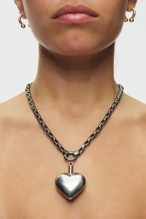 67JEWELRY Puffed Heart Paperclip Necklace