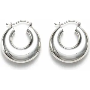 67JEWELRY Puffed Sterling Hoop Earrings - Silver