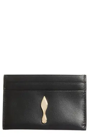 CHRISTIAN LOUBOUTIN Bettina Leather Card Case - Black/gold