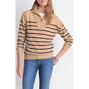 Vineyard Vines Stripe Merino Wool Blend Half Zip Sweater