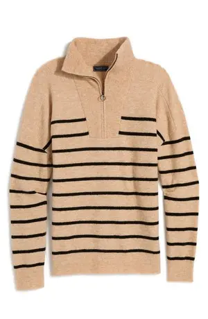 Vineyard Vines Stripe Merino Wool Blend Half Zip Sweater