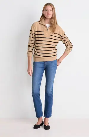 Vineyard Vines Stripe Merino Wool Blend Half Zip Sweater