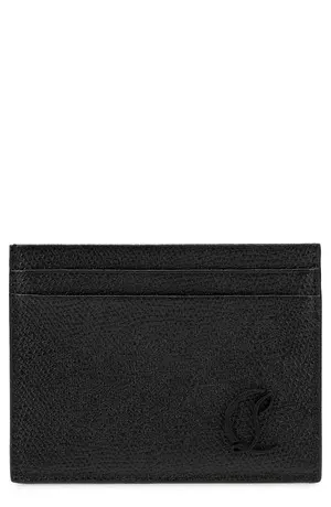 CHRISTIAN LOUBOUTIN Mooncrest Leather Card Case Black