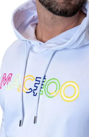 MACEOO Embroidered Logo Hoodie - White