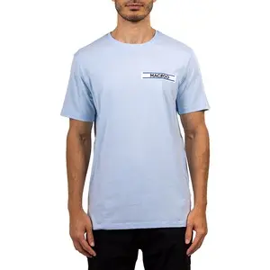 MACEOO Baron Light Logo Patch Stretch Cotton T-shirt - Blue