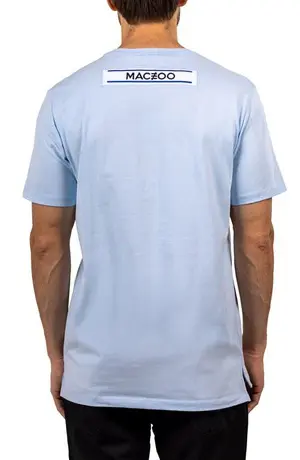 MACEOO Baron Light Logo Patch Stretch Cotton T-shirt - Blue