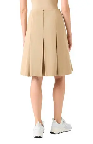 Akris Pleated Cotton Twill A-line Skirt