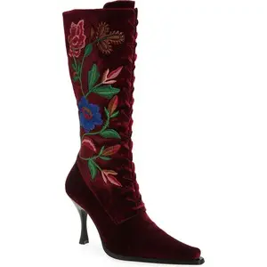 Embroidered Zip Up Boots