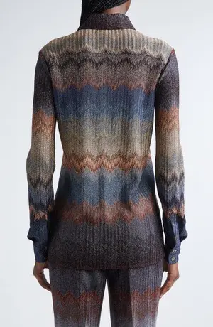Missoni Metallic Snake Zigzag Button-up Shirt