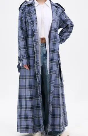 AZALEA WANG Plaid Trench Coat