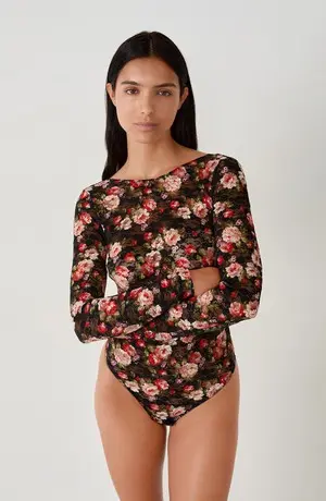ETAM Floral Long Sleeve Bodysuit