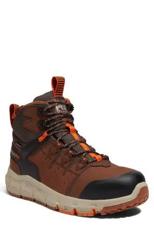 Timberland Tempe 6-inch Soft Toe Waterproof Work Boots - Medium Brown Leather