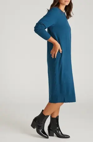 Universal Standard Everyday Long Sleeve Midi Sweater Dress - Deep Teal