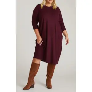 Universal Standard Everyday Long Sleeve Midi Sweater Dress - Gamay