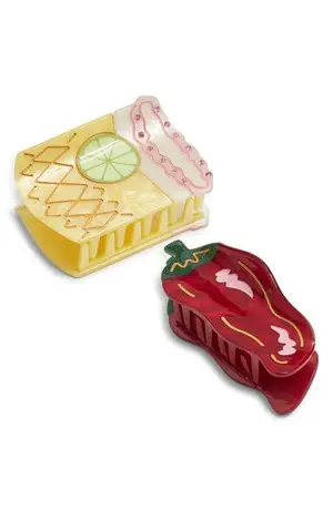 FRASIER STERLING 2-pack Assorted Hair Claw Clips - Red/green/multi