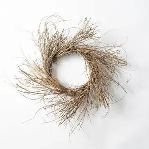 DARBY CREEK TRADING Wispy Twig Round Fall Mini Wreath Or Candle Ring Centerpiece - Brown