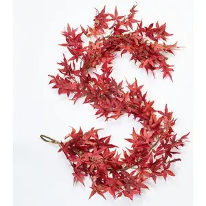 DARBY CREEK TRADING Japanese Maple Leaf Mantel Garland Fall Centerpiece Table Runner - Red