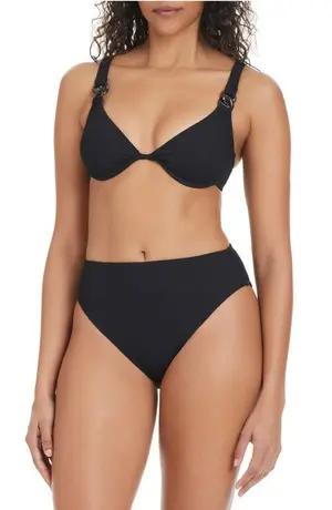 Sanctuary Textured Underwire Bikini Top - Black