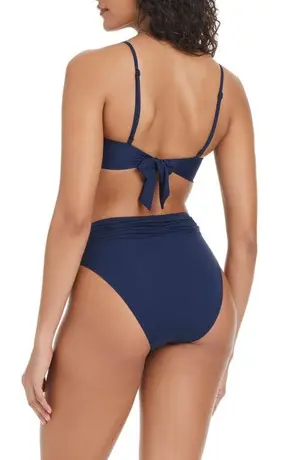 Sanctuary Shirred Bandeau Bikini Top - Navy Mood