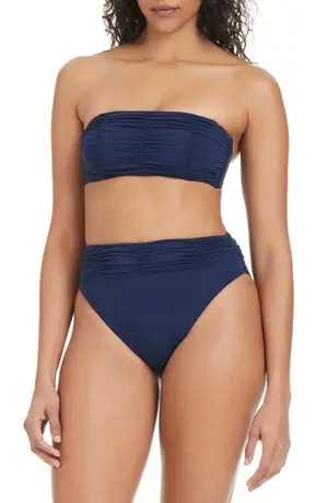 Sanctuary Shirred Bandeau Bikini Top - Navy Mood